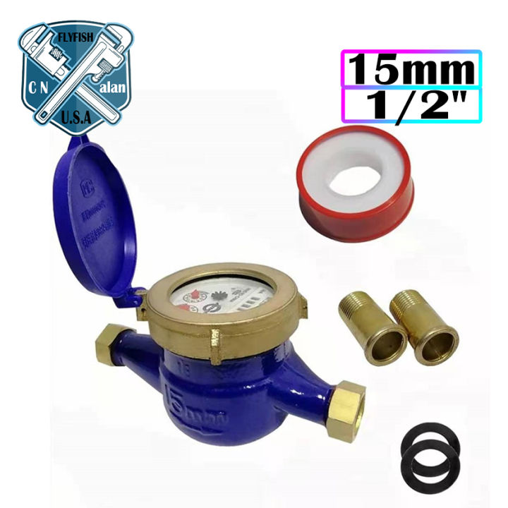 Super Heavy Duty Metal Brass 15mm 1/2 Household Multi-Jet Water Meter ...