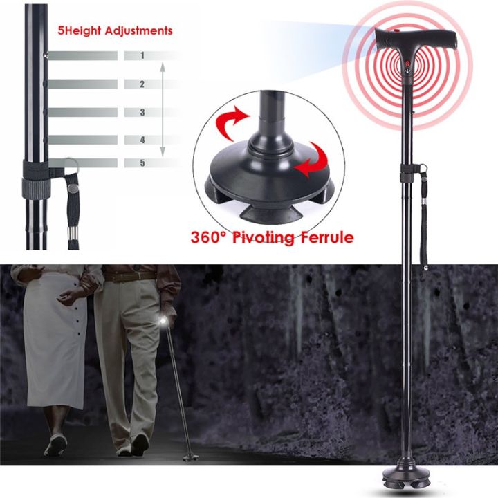 BT Handle Folding LED Safety Folding Walking Cane Safety LED Walking ...