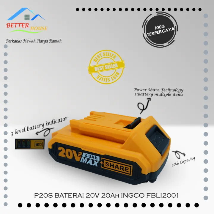FBLI2001 BATERAI 20V LITHIUM-ION 2AH INGCO | Lazada Indonesia
