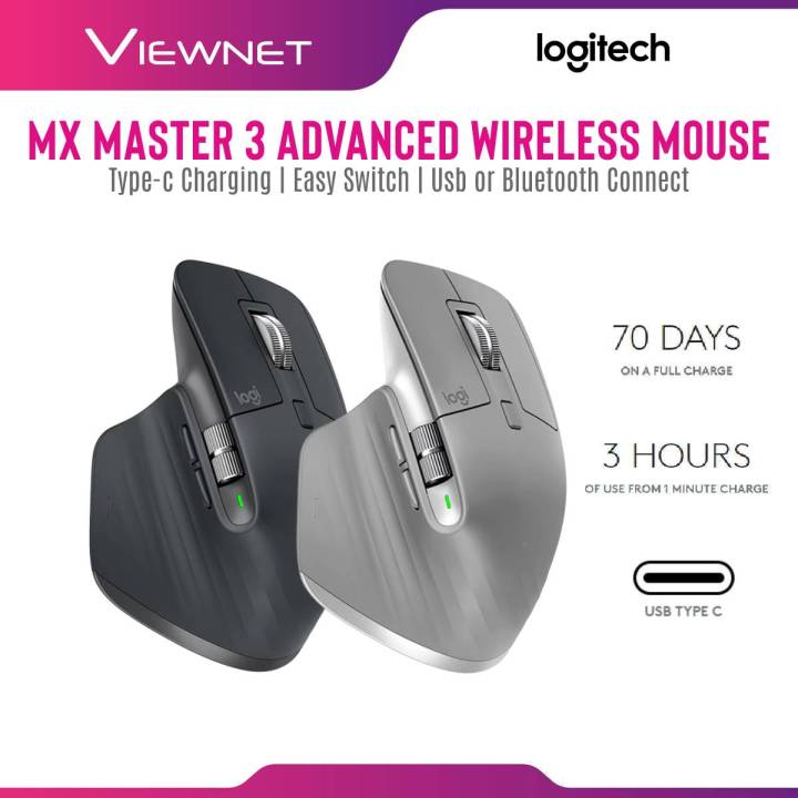 Logitech MX Master 3S / Master 3 Advanced Wireless Mouse with 2.4GHz Wireless and Bluetooth ...