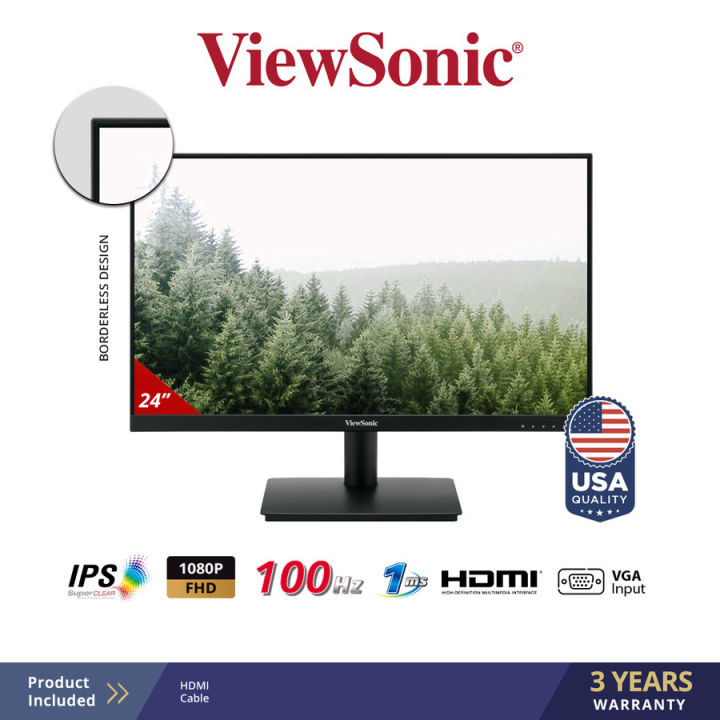 Monitor LED ViewSonic VA240-H Hitam 24inch IPS 100Hz 1ms FHD 1080p HDMI ...