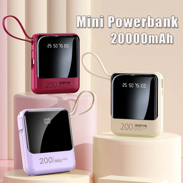 20000mAH Fast Charging Powerbank With 4 Cables Cute Mini Powerbank With ...