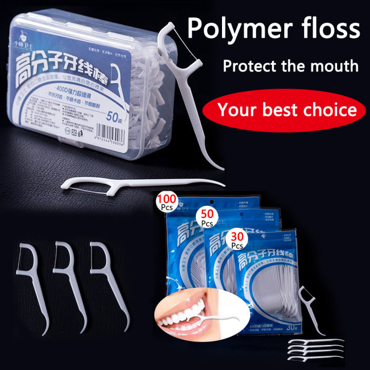 【Ready Stock】Dental Floss Polymer Floss Toothpick 2 In 1 Flosser ...