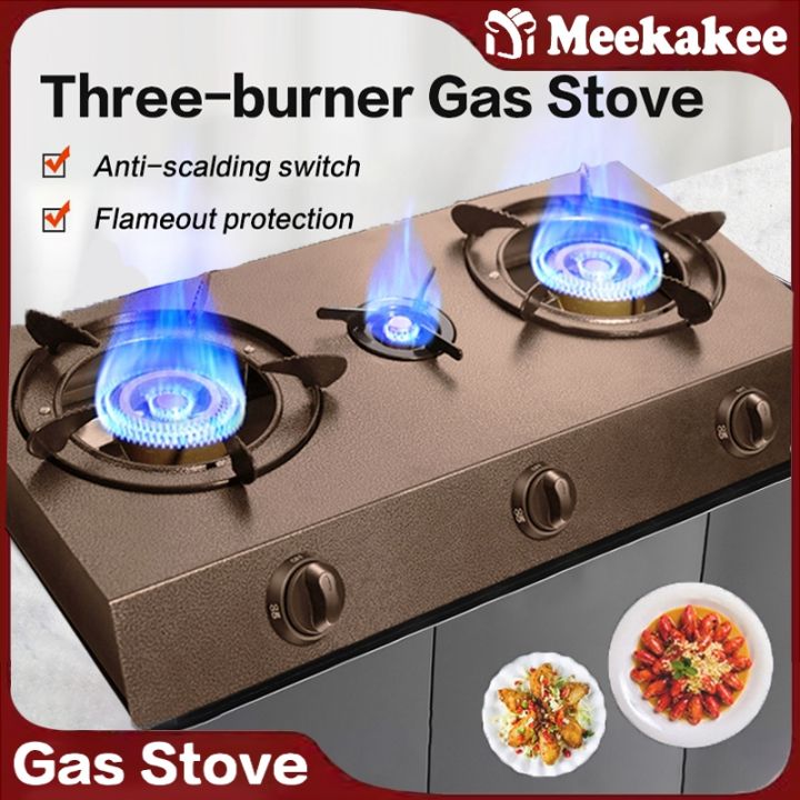 Meekakee Dual Burner 3 Gas Furnace Tempered Glass Gas Furnace Body ...