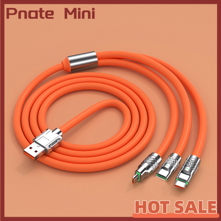 Pnate 3in1 6A 120W USB Type C Cable For Lighting USB A To Type-C 8-pin ...