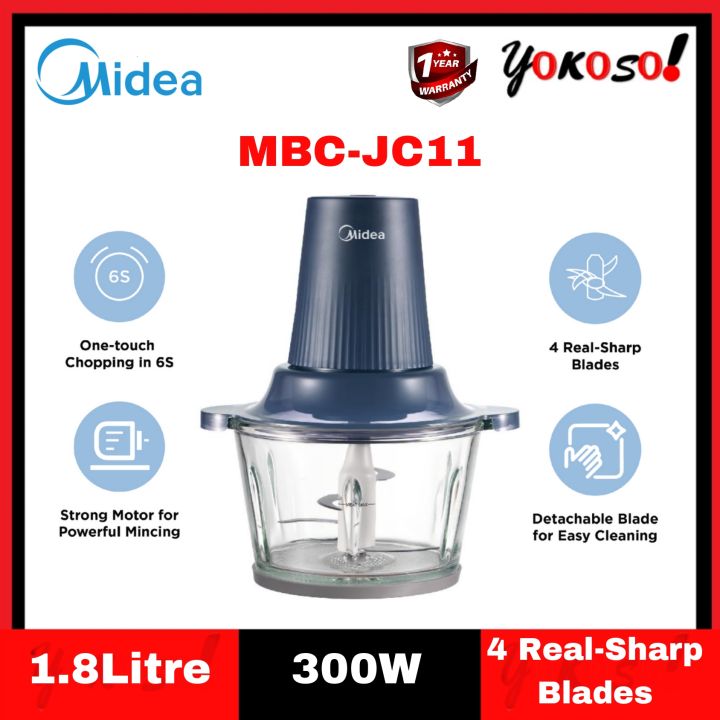 MIDEA MBC-JC11 1.8L GLASS JAR CHOPPER (MBCJC11) | Lazada
