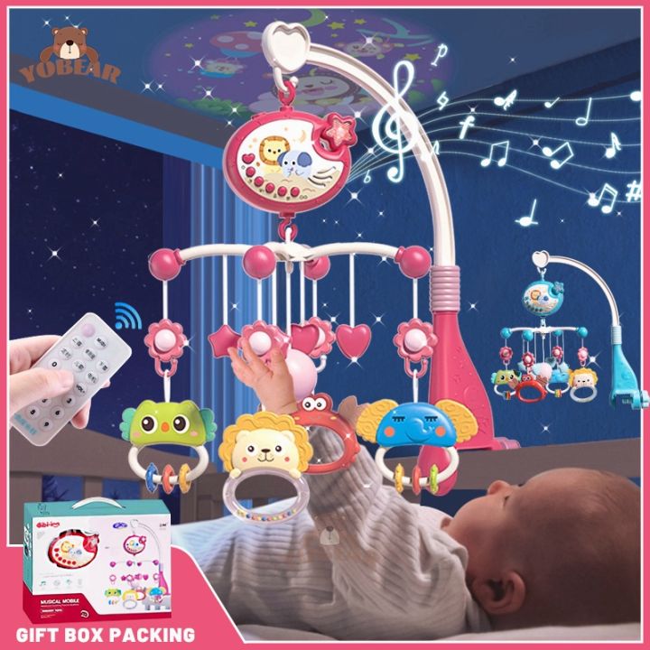 Crib Hanging With Projection Baby Bed Control Rotating Newborn Sleeping ...