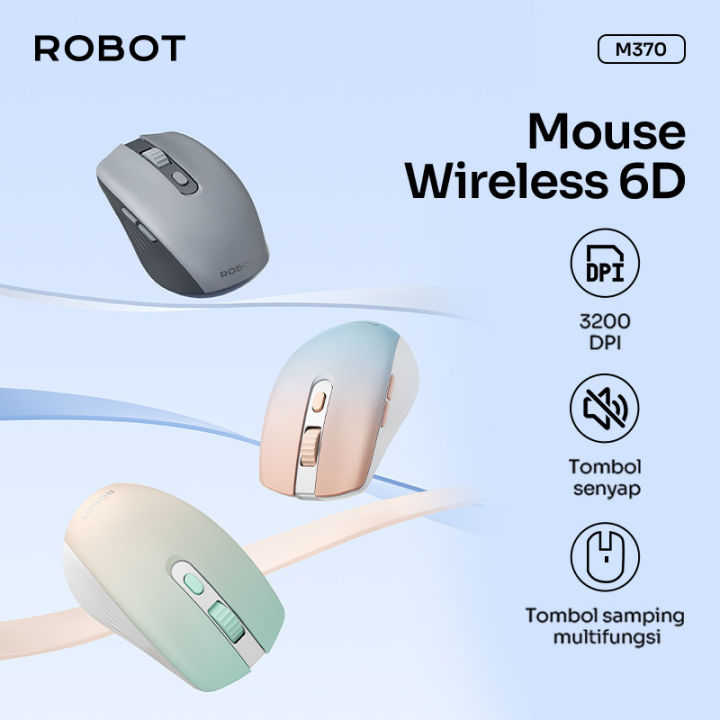 Mouse Wireless ROBOT M370 Silent Klik Optical 3200DPI USB untuk PC ...