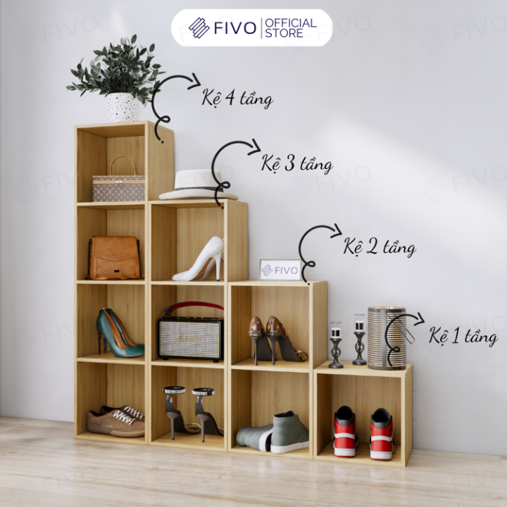 Kệ Sách Gỗ Tổ Ong FIVO Đa Tầng Dễ Lắp Ráp FB01, Có Tấm Lưng Dày Dặn, Đa Dạng Cách Sắp Xếp Sáng ...