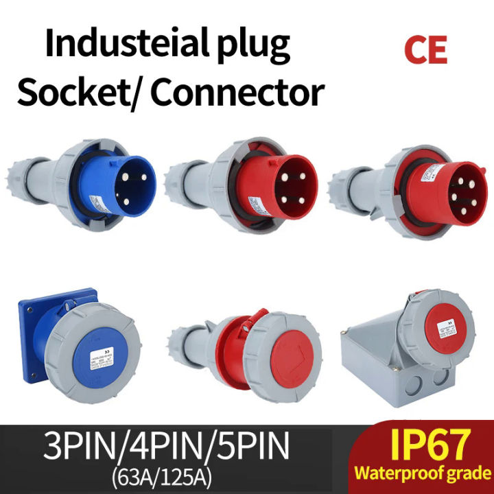 Industrial Plug and Socket 3P/4P/5Pin Electrical Connector 63A 125A ...