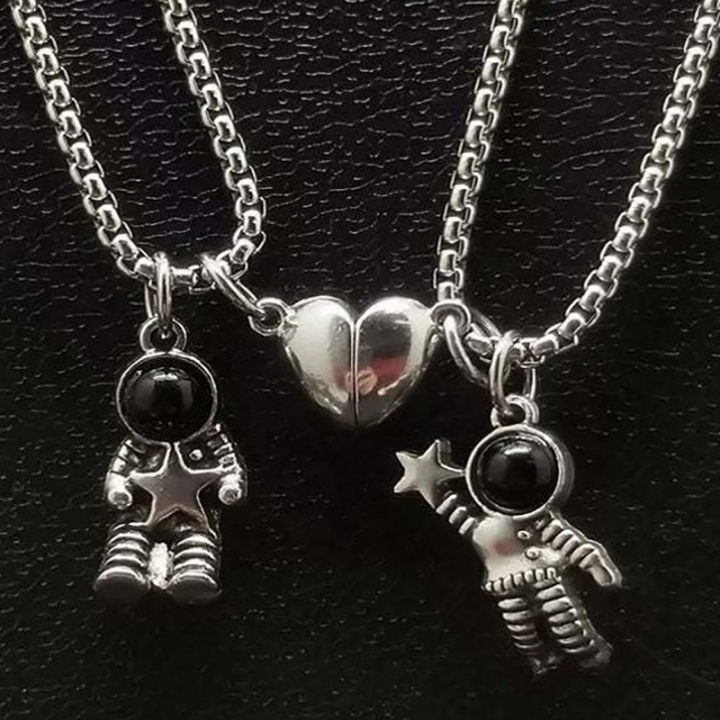 Astronaut Pendant Magnetic Heart Attracted Couple Necklaces Women Men ...