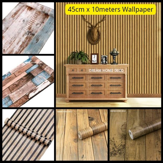 45cm x 10m Kertas Dinding Corak Kayu Panel - Pelekat Perabot | Self ...