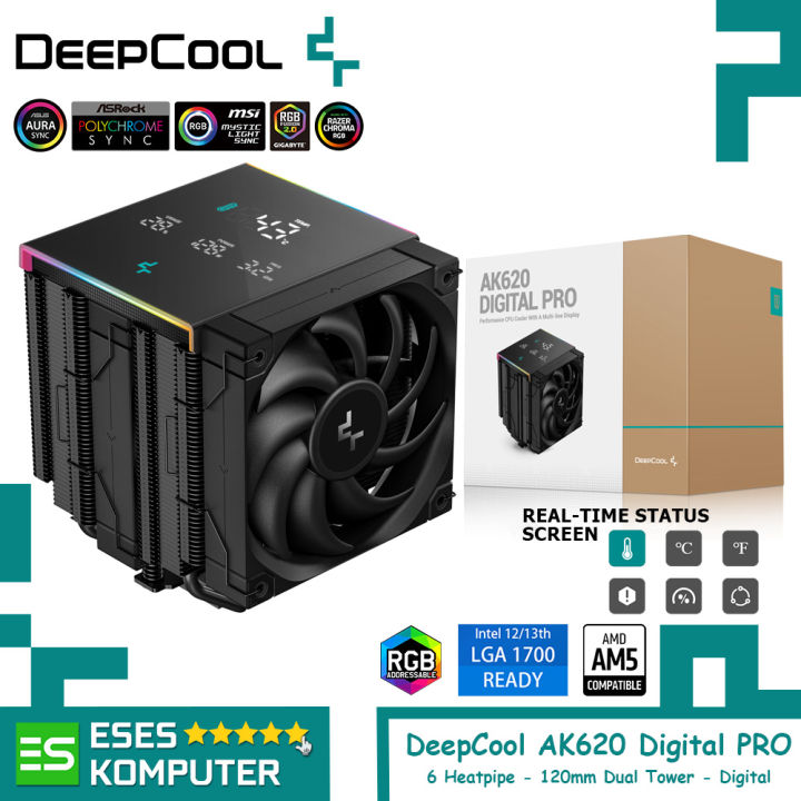 DeepCool AK620 Digital PRO ARGB | Twin Tower AIR CPU Cooler HSF Intel ...