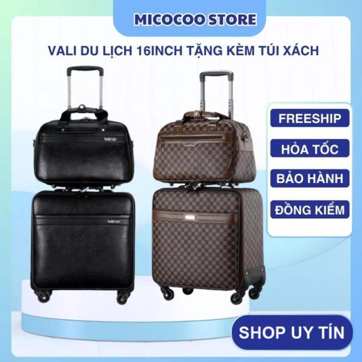 Vali du lịch 16inch chất liệu da cao cấp, Vali xách tay đi máy bay tặng ...