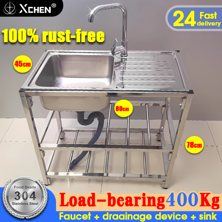 【Durable for 50 years】SUS 304 Kitchen Sink Complete SET Load-bearing ...