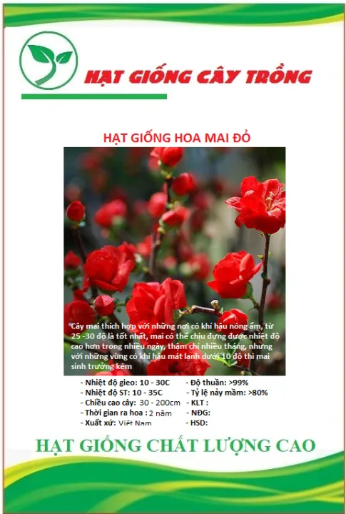 Hạt giống hoa mai Trung Quốc hoa đỏ CT192 - Gói 5 hạt | Lazada.vn