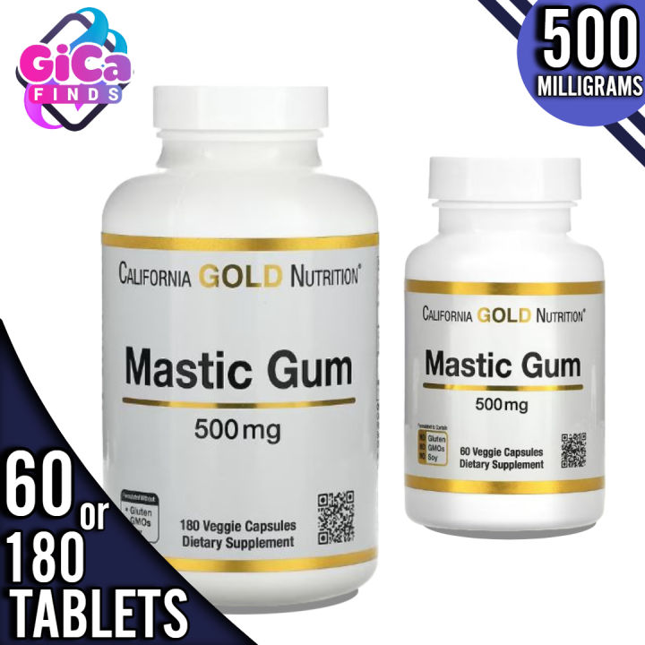 California Gold Nutrition Mastic Gum 500 mg 180 Veggie Capsules or 500 ...