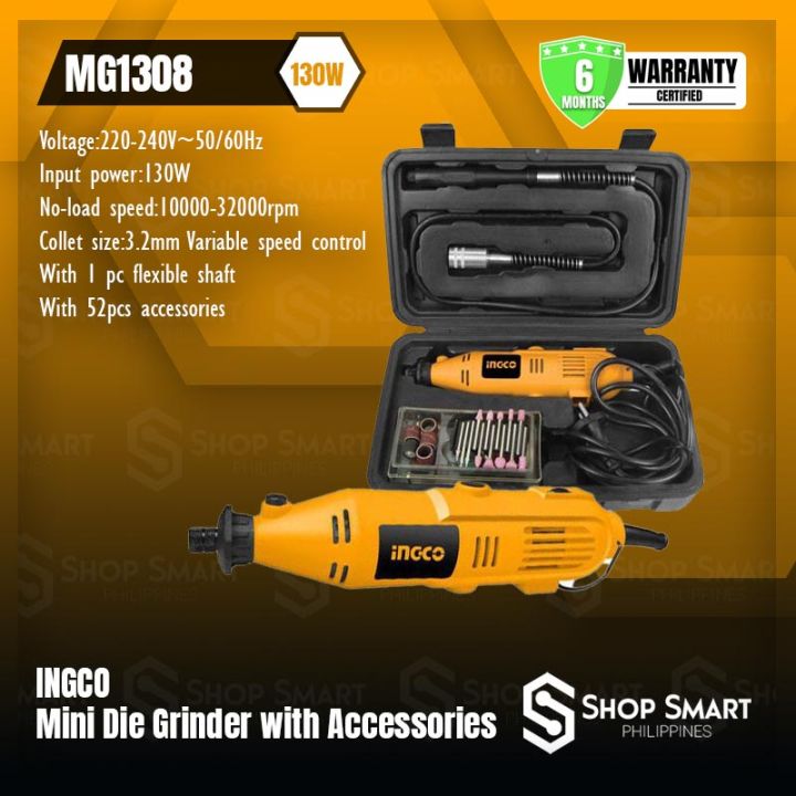 Ingco Mini Die Grinder with Accessories 130W (220-240V 50/60Hz) | Lazada PH