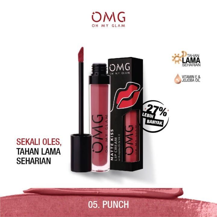 OMG Oh My Glam Matte Kiss Lip Cream - 05 Punch | 3.5 g | Lazada Indonesia