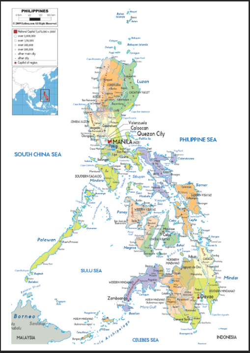 Philippines Map With Roads Map Cities & Airports Waterproof A4 Laminated Chart | Lazada PH