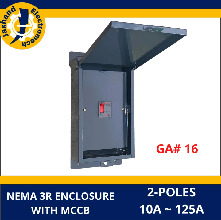 ECB Nema 3R Metal Enclosure with Breaker MCCB 10A~225A, 2-Poles, 25KAIC ...