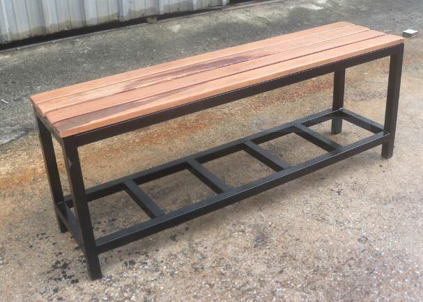 Bench Chair , Metal Bench wooden seat, metal frame in black, size 100L ...