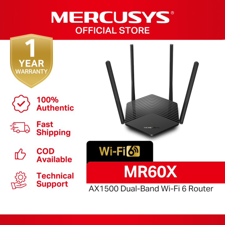 Mercusys MR60X AX1500 Dual-band Wi-Fi 6 Router Smart Connect OFDMA MU ...