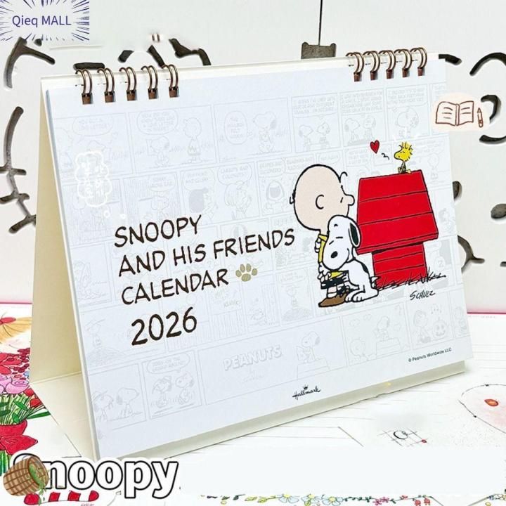 QIEQ MALL Coil Binding 2026 Snoopy Desk Calendar With Memo Notes Flip ...