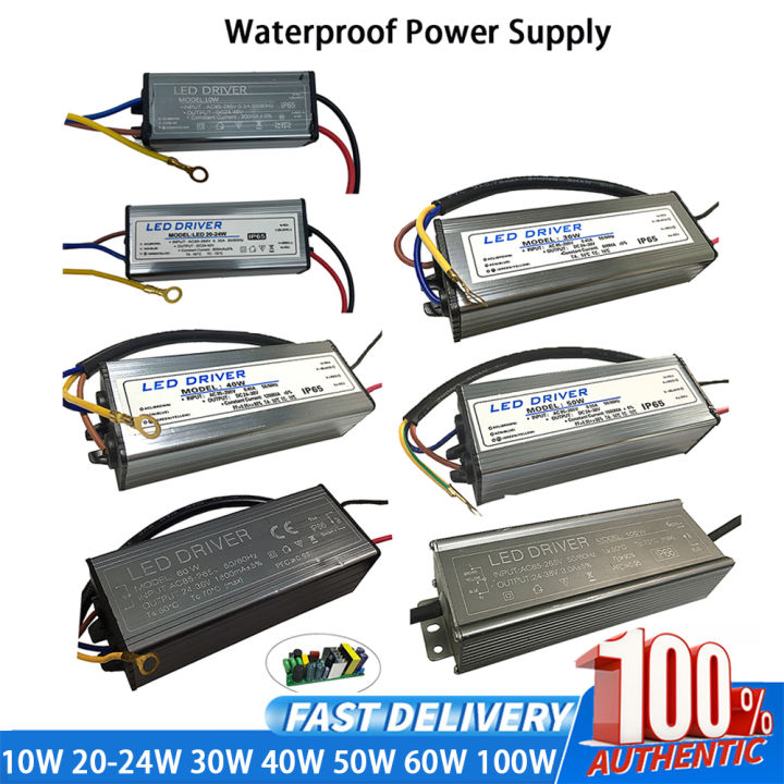 Waterproof LED Driver AC 85-265V Power Supply Transformer 10W 20-24W 30W 40W 50W 60W 100W Led ...