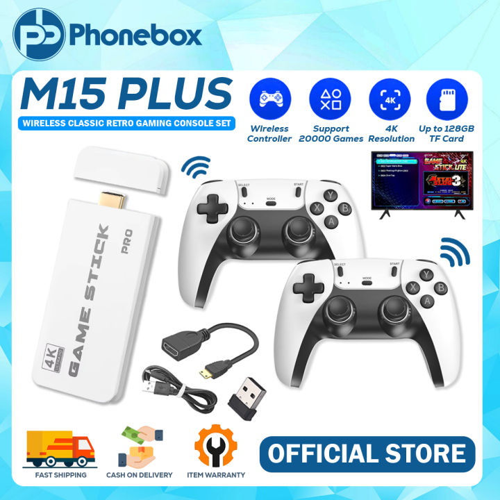 M15 Plus Classic Retro Gaming Console Set 2 Wireless Gaming Controllers ...
