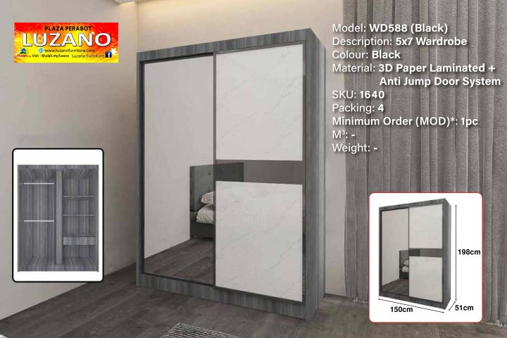 Wardrobe/ Sliding Door 5ft x 7ft Wardrobe/ Anti Jump Door System | Lazada