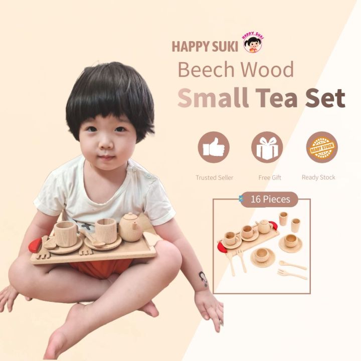 [SUKI] Small Wooden Tea Set Kitchen Playset Pretend Role Play ...