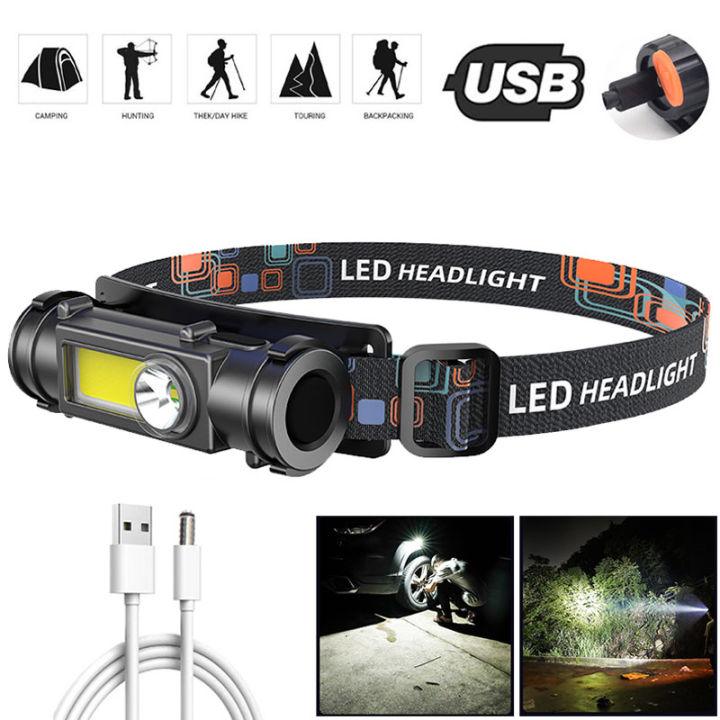 Outdoor LED Headlamp Long Range Rechargeable Strong Bright Light ...