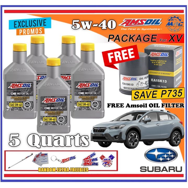 AMSOIL OE Motor Oil 5W-40 5 quarts FREE Oil Filter Package for SUBARU ...
