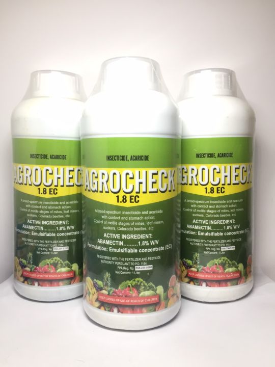 [VET SUPPORT] 3pcs AGROCHECK 1Liter 1.8 EC INSECTICIDE FOR PLANTS ...