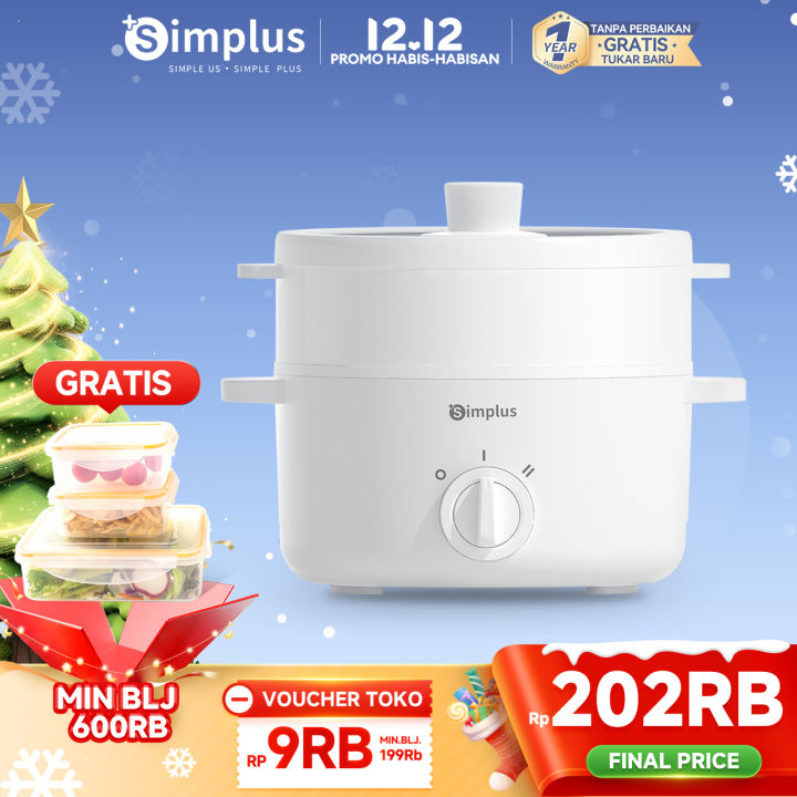 Simplus Panci Listrik Serbaguna Panci Elektrik Steamer Low Watt Lapisan ...