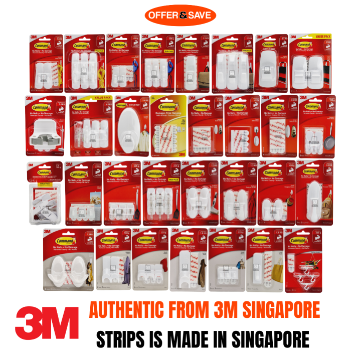 [Local Set] 3M Command General Purpose Hooks Ceiling Hooks Clothes Hook ...