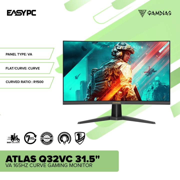 EasyPC | GAMDIAS ATLAS Q32VC 32 Inches VA 165Hz Curved / Atlas DHD32C ...
