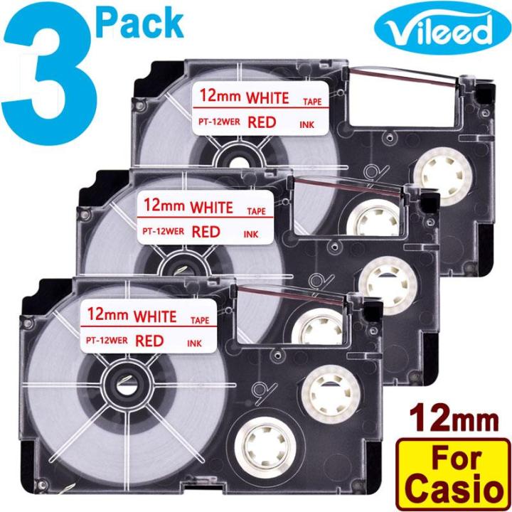 3 Pack 12mm Tape Cartridge for Casio EZ-label Printer KL-60 KL-100 KL ...