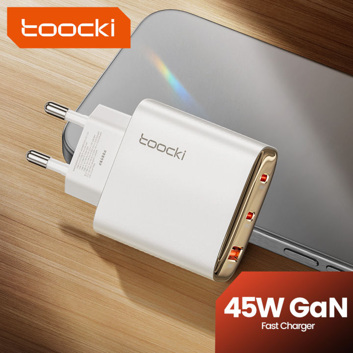 Toocki 45W Charger 2USB-C+USB-A Three Port Fast Charging Gallium ...