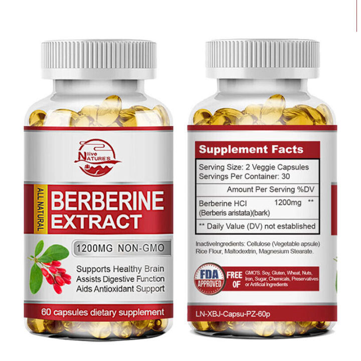 Premium Berberine HCl 1200 mg Cholesterol Balance Support Plus Pure ...
