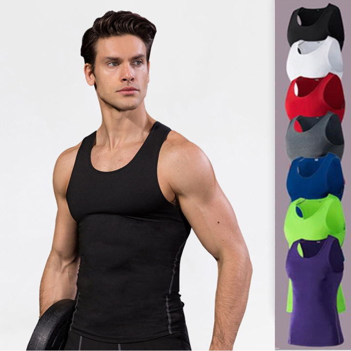 12 Colors Men's Running Vest Sportswear Quick Dry Compression Fitness ...
