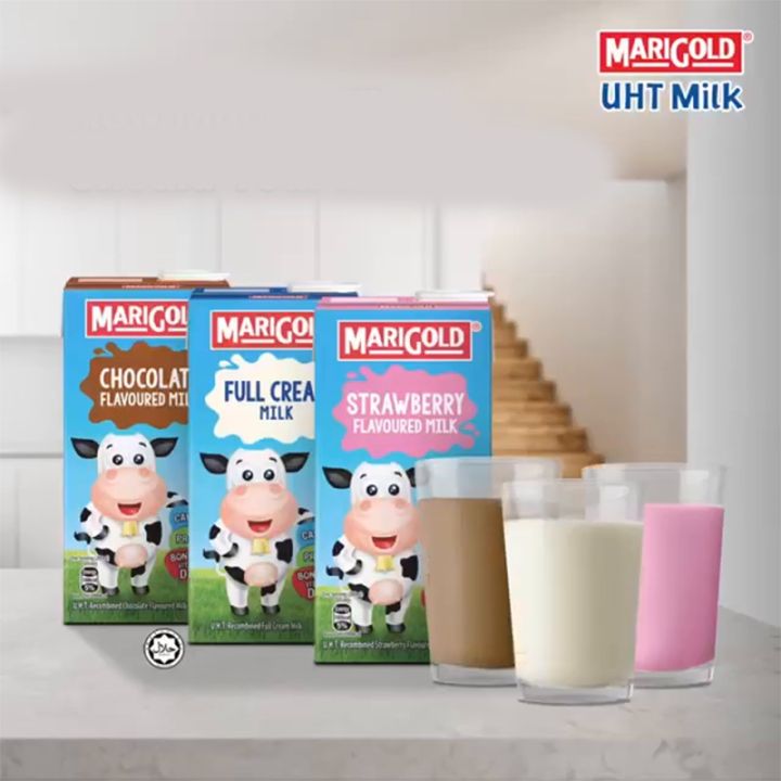 Marigold UHT Milk 1L Full Cream/ Chocolate/ Low Fat Ready Stock Susu ...