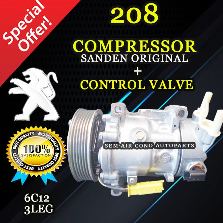 PEUGEOT 208 ORIGINAL SANDEN SD COMPRESSOR/ KOMPRESOR 6C12 3 LEG MAGNET ...
