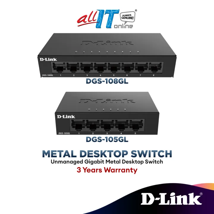 D-Link ( DGS-105 / DGS-105GL / DGS-108GL ) Unmanaged Gigabit Metal ...