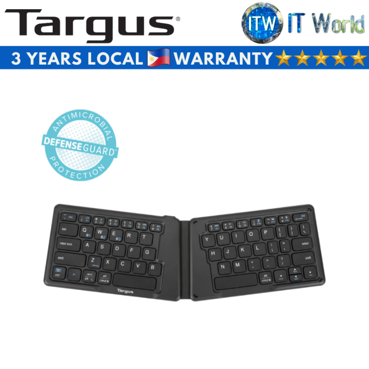 Targus AKF003 Ergonomic Foldable Bluetooth Antimicrobial Keyboard ...