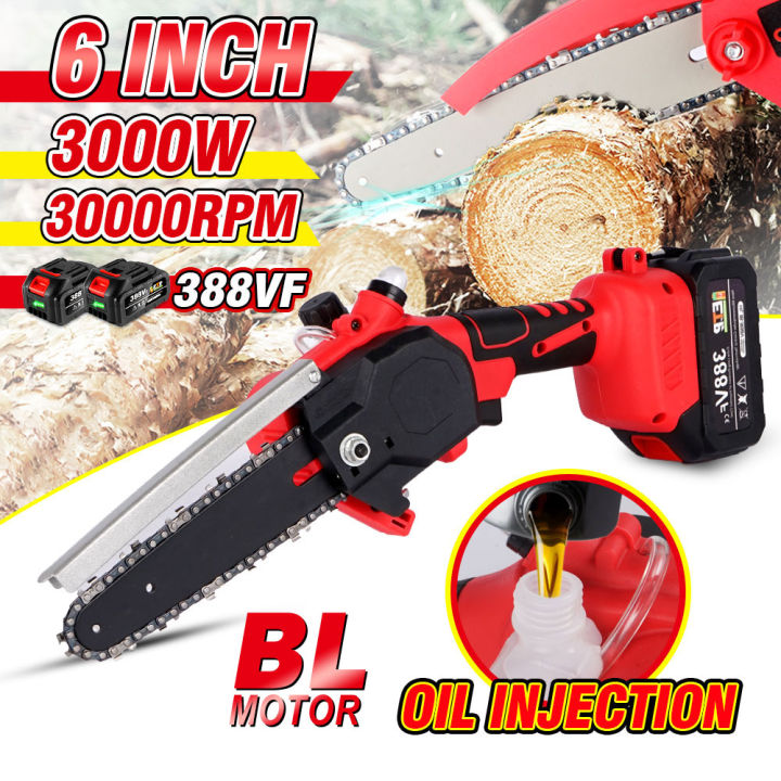 ONEVAN Brushless Electric Chain Saw 10000RPM 6 Inch Mini Chainsaw Wood ...