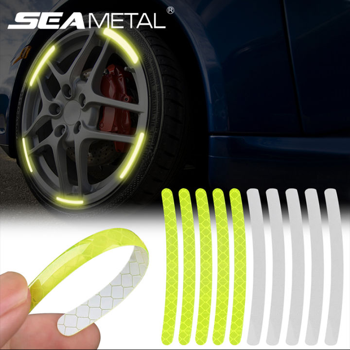 40PCS Car Reflective Wheel Sticker Warning Tape Flexible Auto Wheel ...