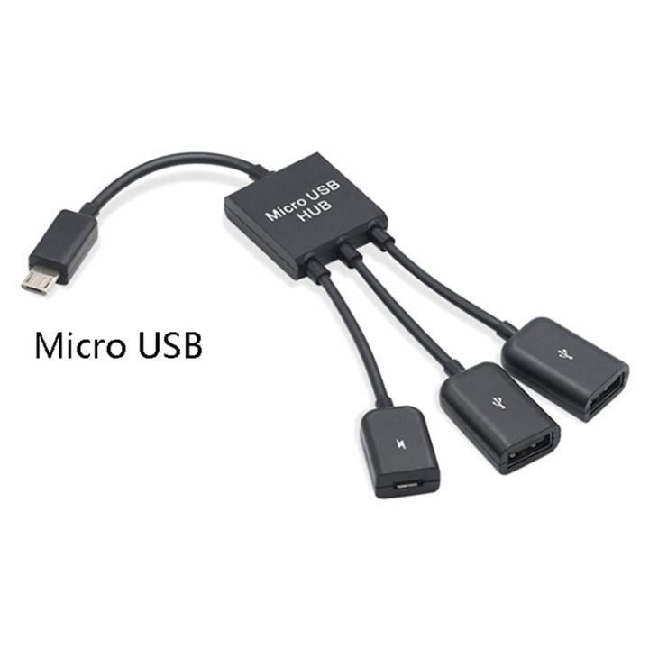 null 3 in 1 Micro USB Type C HUB Male to Female Double USB 2.0 Host OTG ...