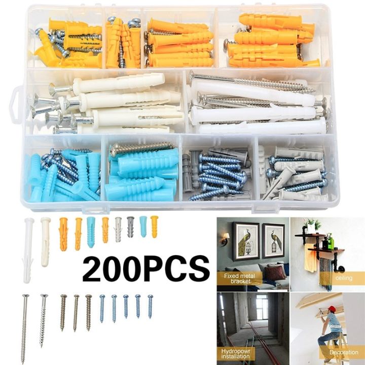 ANN Hardware K 】 200pcs/set Plastic Expansion Drywall Anchor Screws ...